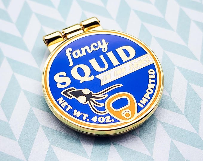 Squid Tinned Fish Enamel Pin - Etsy