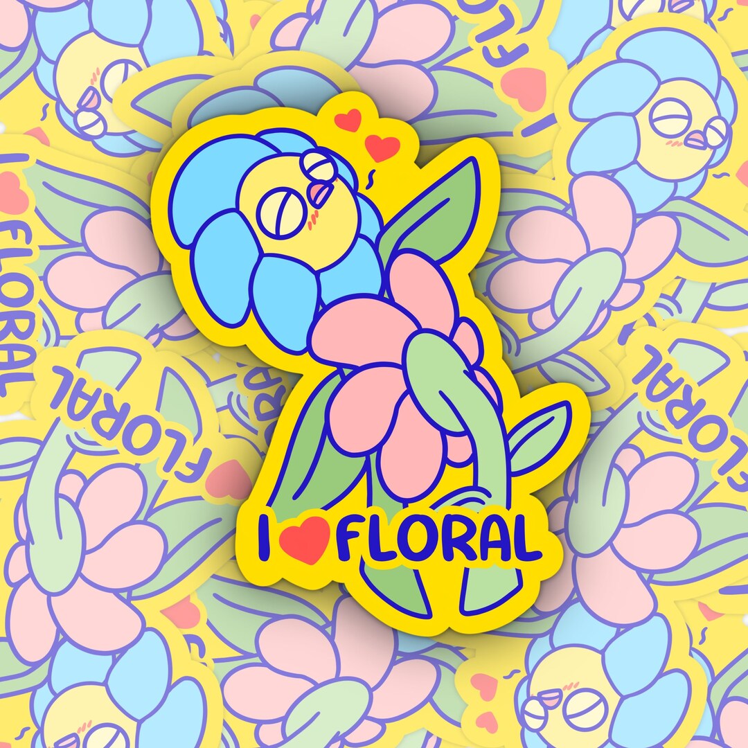 I Love Floral Vinyl Sticker - Etsy