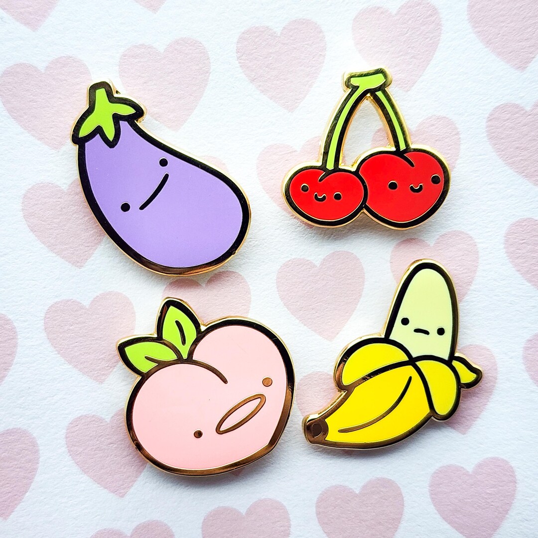 Veggie Fruit Produce Mini Enamel Pin Set - Etsy