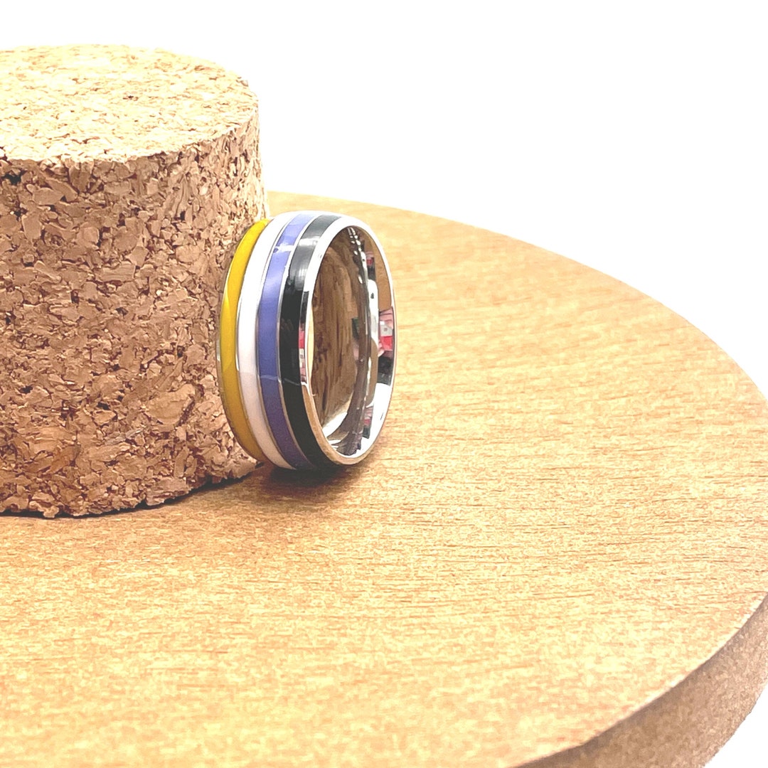 8mm Non Binary / Enby Ring Finger Band LGBTQ Ring - Etsy