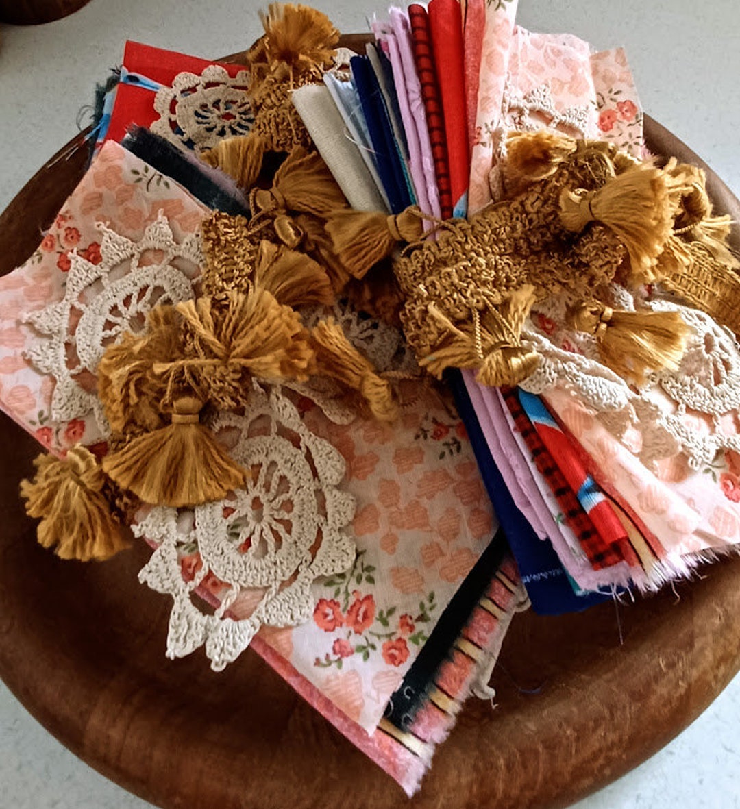 Vintage Fabric Bundle Lace and Trim Bundle for Mini Collages - Etsy
