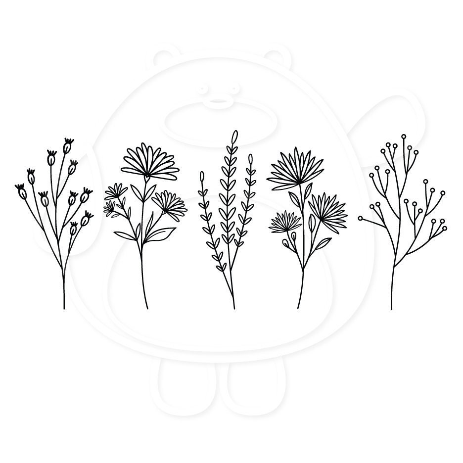 Wildflowers Set A Floral Flower Sketch Svg Png Dxf and - Etsy