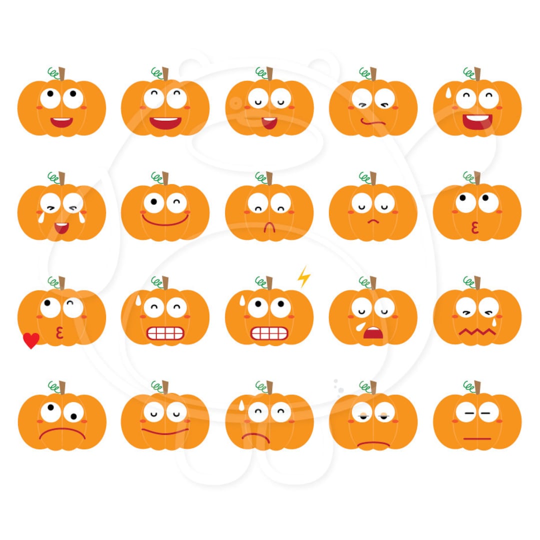 40 Pumpkin Emojis Digital Clipart - PNG Format - Personal and ...