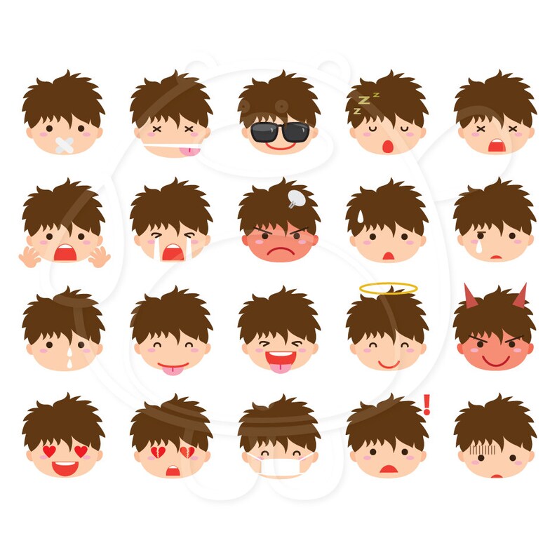 40 Boy Emojis Digital Clipart PNG Format Personal and | Etsy