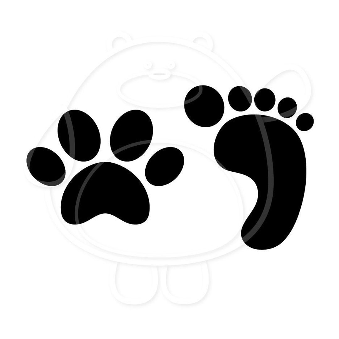 Dog Paw Human & Dog Footprints Svg, Png, Dxf and Eps 4 Formats Vector ...
