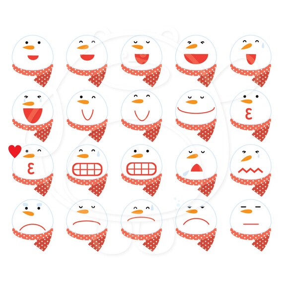 40 Christmas Snowman Emojis Digital Clipart PNG Format | Etsy