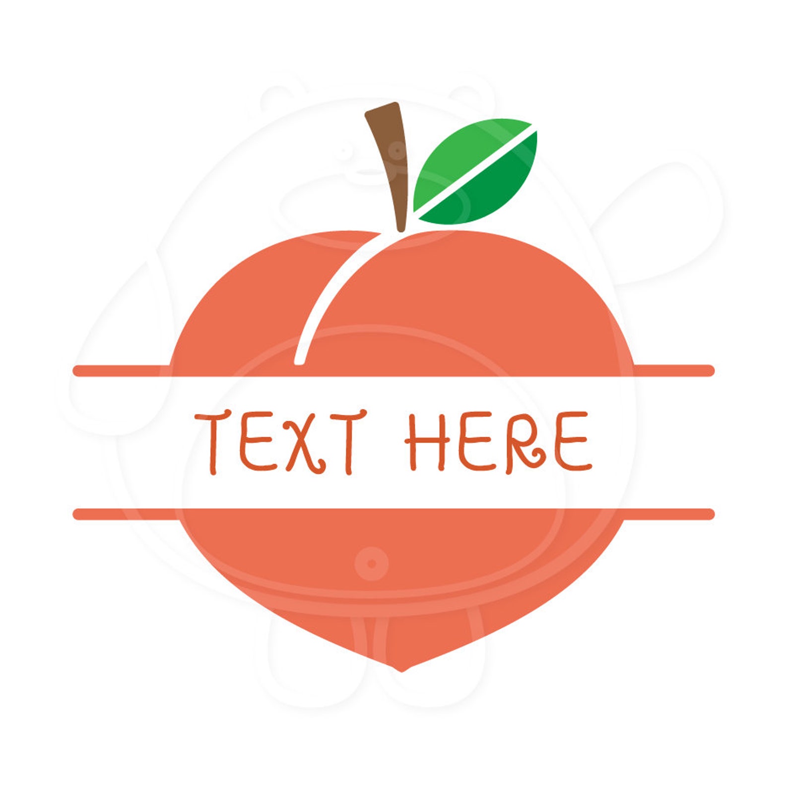 Peach Fruit Name Tag Peach Split Monogram Svg Png Dxf - Etsy