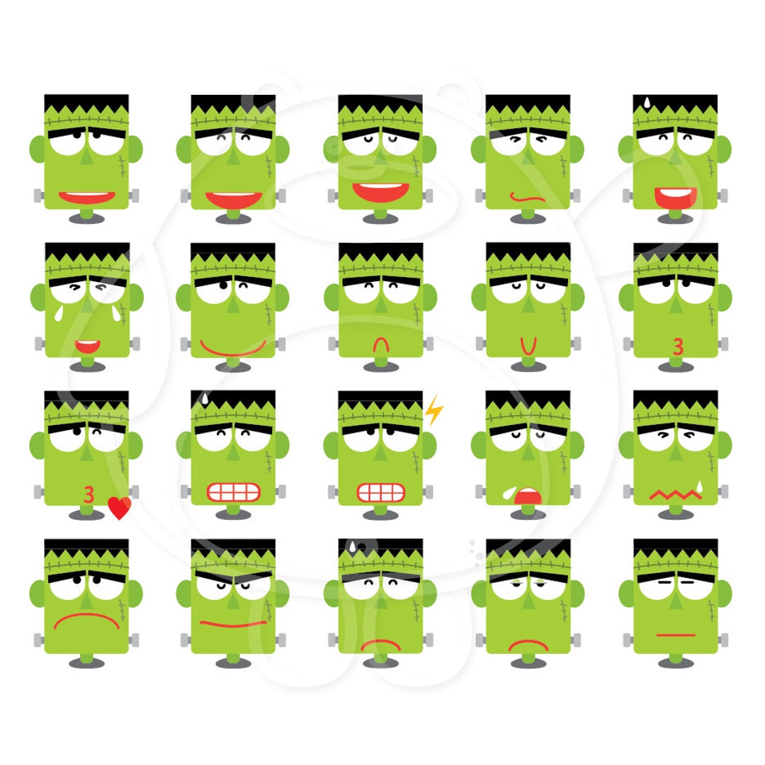 40 Frankenstein Emojis Digital Clipart - PNG Format - Personal and ...