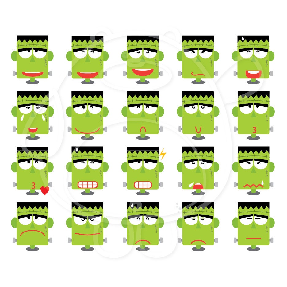 40 Frankenstein Emojis Digital Clipart Formato PNG Uso - Etsy México
