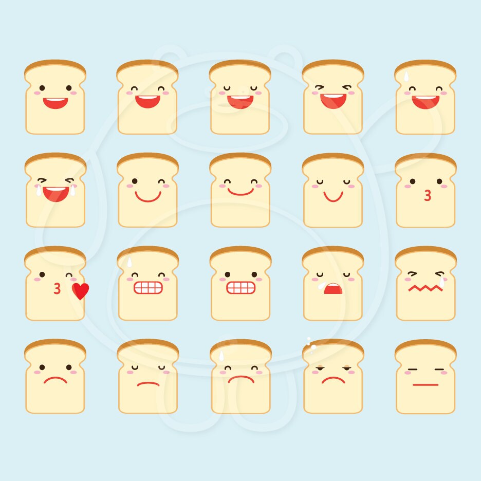 40 Bread Emojis Digital Clipart PNG Format Personal and - Etsy