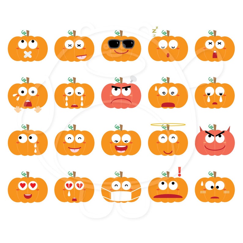 40 Pumpkin Emojis Digital Clipart - PNG Format - Personal and ...