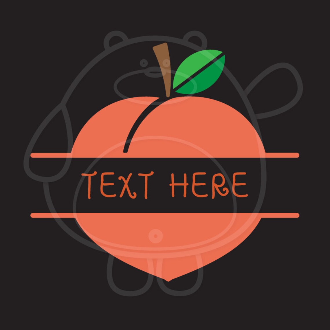 Peach - Fruit Name Tag - Peach Split Monogram - Svg, Png, Dxf and Eps 4 ...
