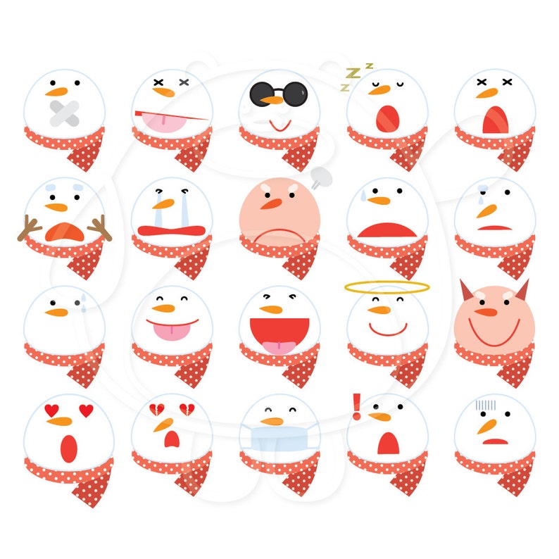 40 Christmas Snowman Emojis Digital Clipart PNG Format - Etsy