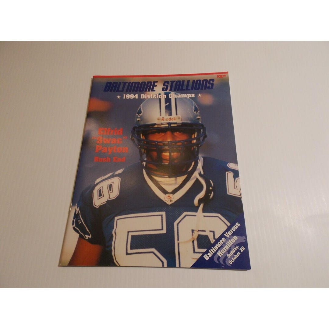 1995 Baltimore Stallions CFL Football Program Elfrid Payton VS Hamilton ...