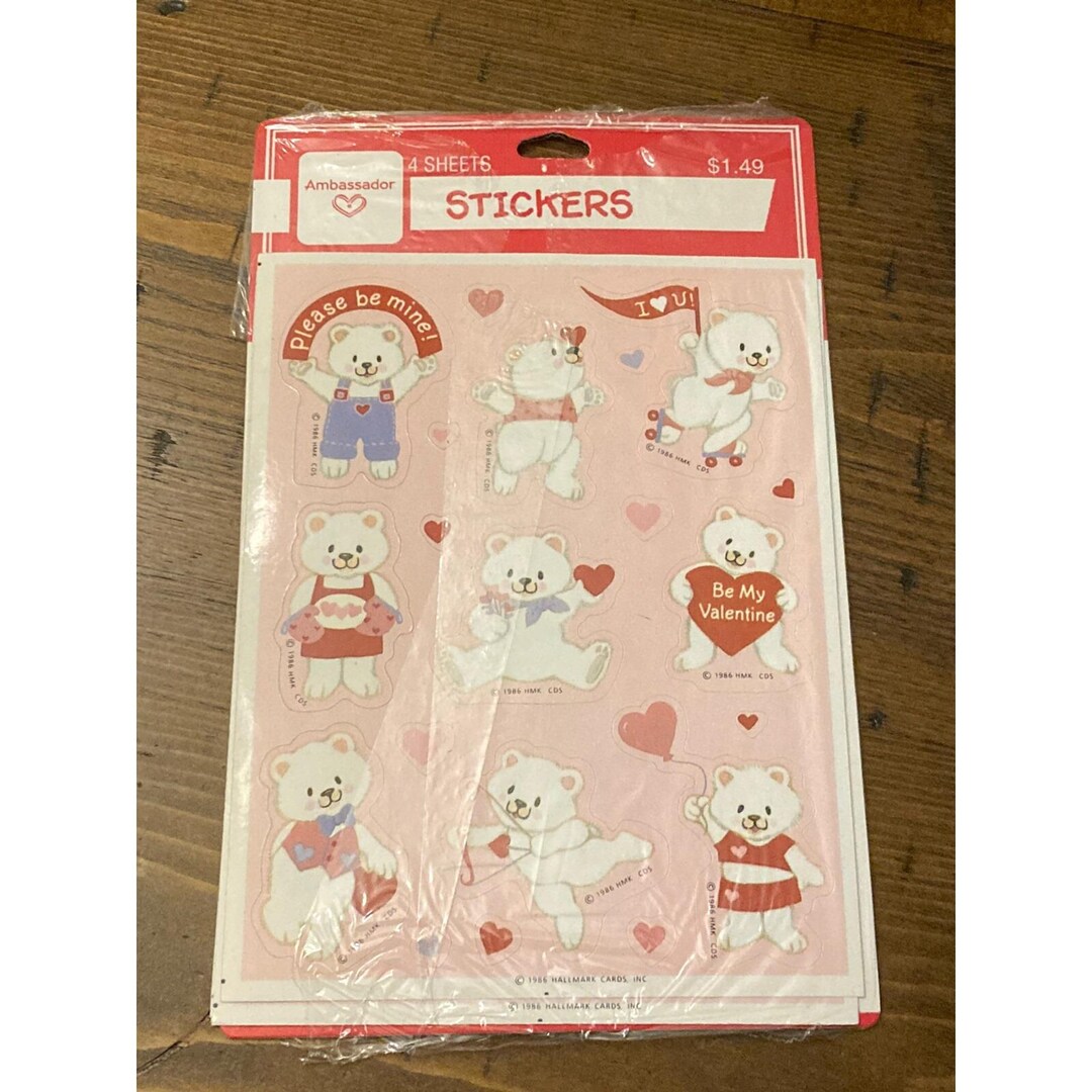 Hallmark 1986 Stickers 4 Sheets Teddy Bears Valentines Day - Etsy