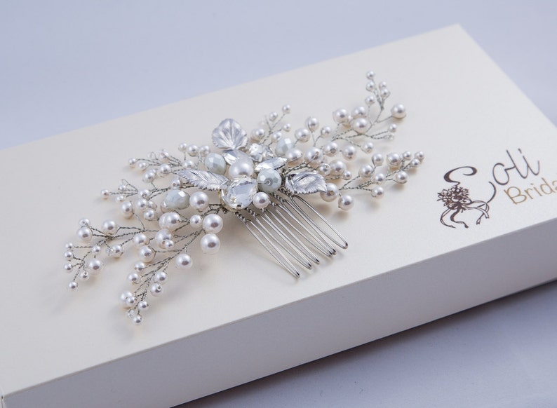 Bridal Hair Comb With Swarovski Pearls Bridal Headpiece Bridal Etsy