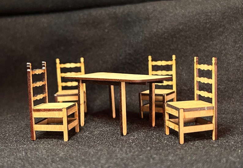 1/24 Scale Miniature Unfinished Table and 4 Chairs - Etsy