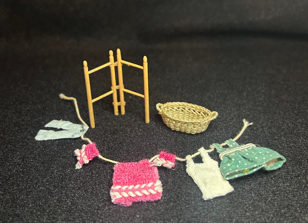 1/24 Scale Miniature Laundry, Basket, & Drying Rack - Etsy