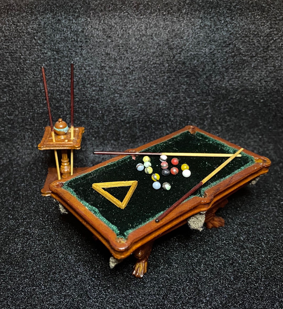 1/24 Scale Miniature Pool Table With 4 Cues, Ball Set, Rack and Stand ...