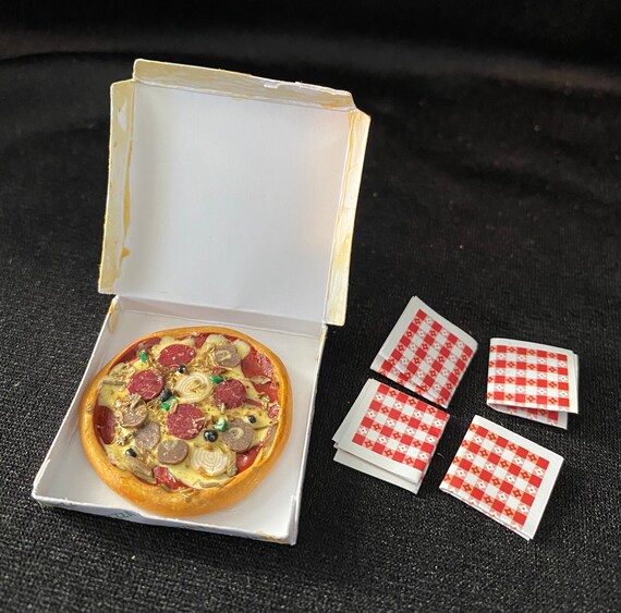 Art & Collectibles Dollhouse Miniature Pepperoni Pizza with Slice out ...