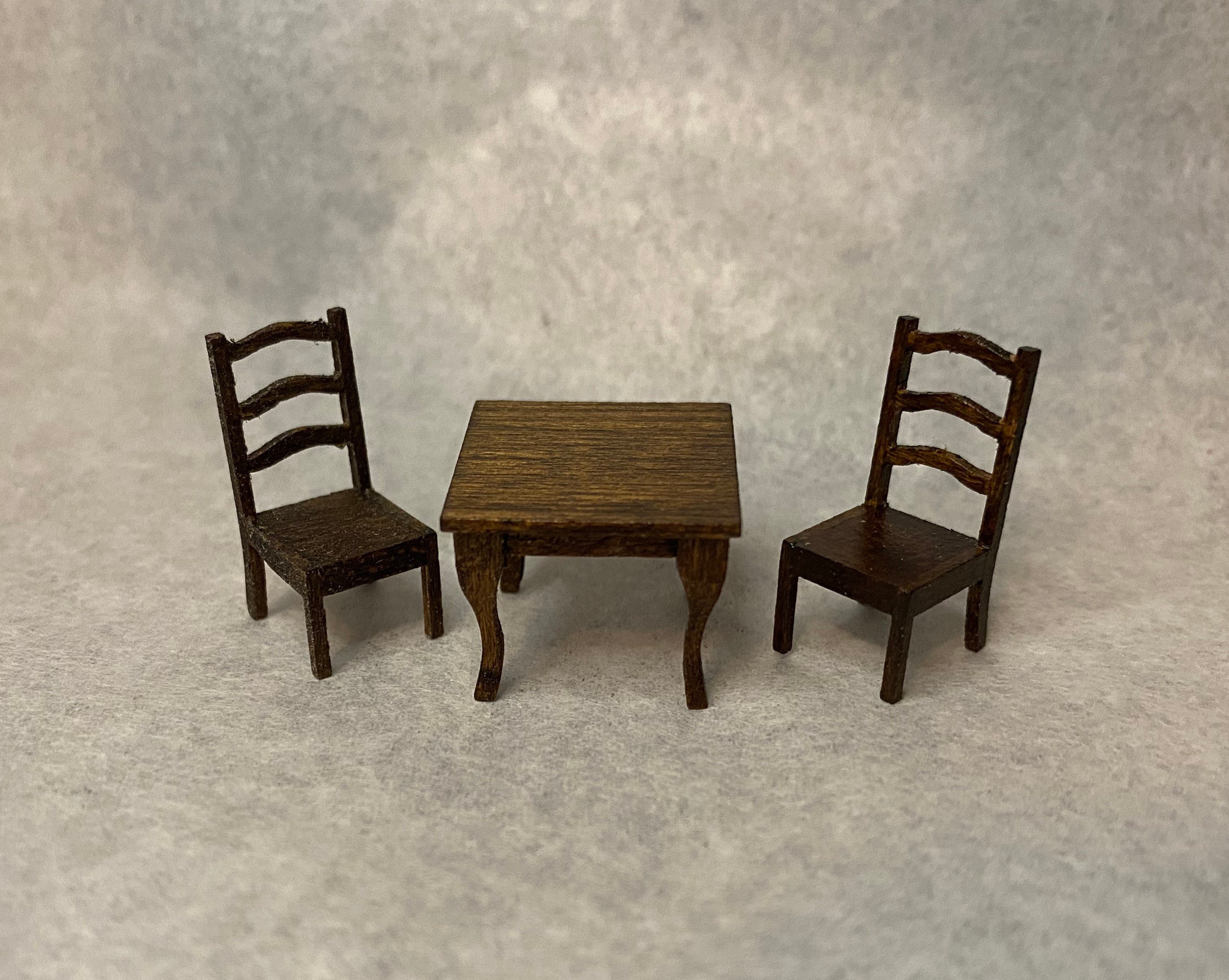 1/4 Scale Miniature Walnut Square Table With Two Chairs - Etsy