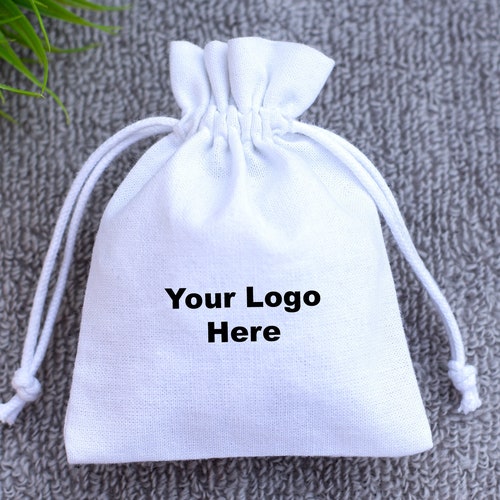 100 White Drawstring Custom Cotton Bags With White Cotton - Etsy