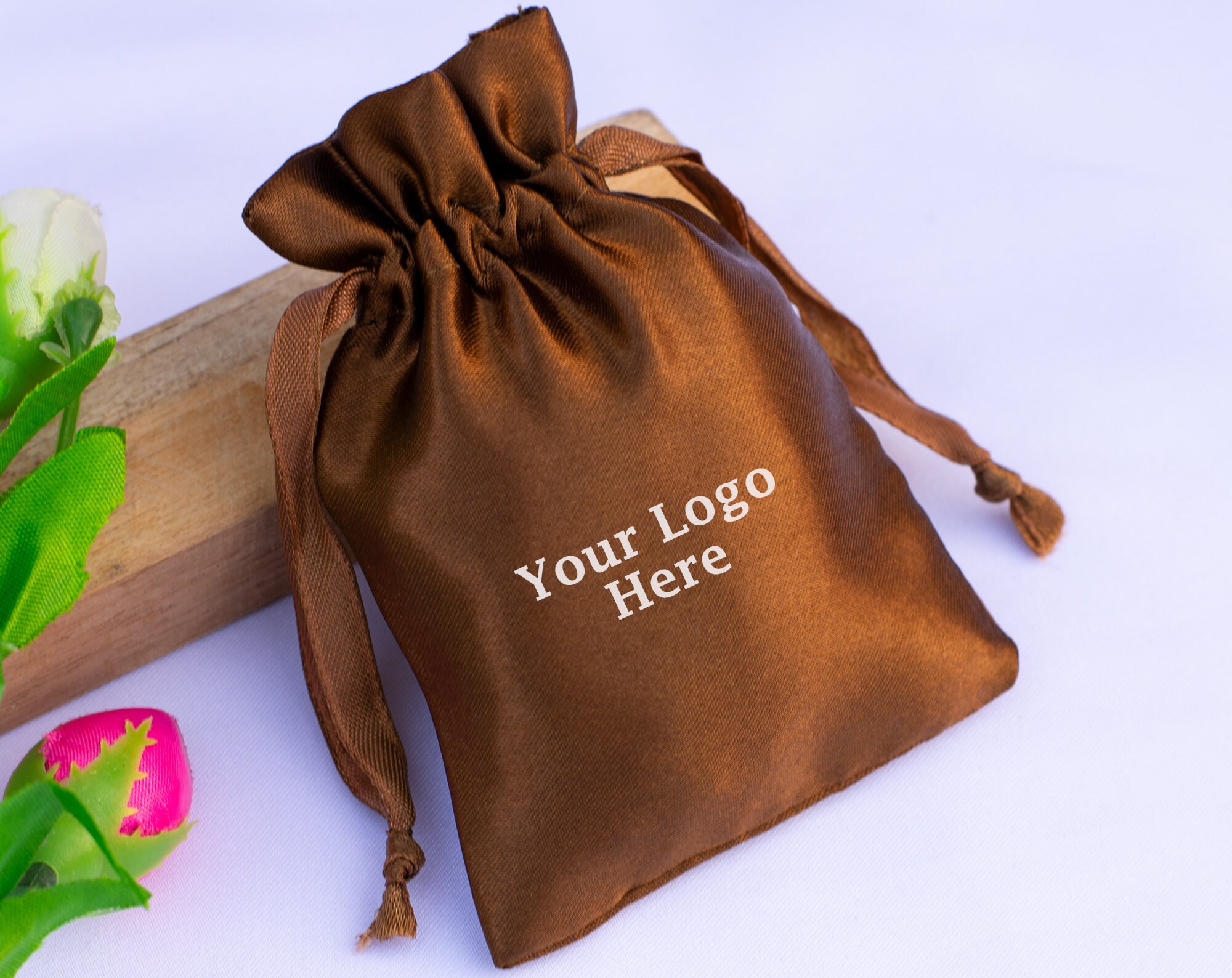 Pack Of 100 Brown Satin Jewelry Packaging Pouches Custom | Etsy