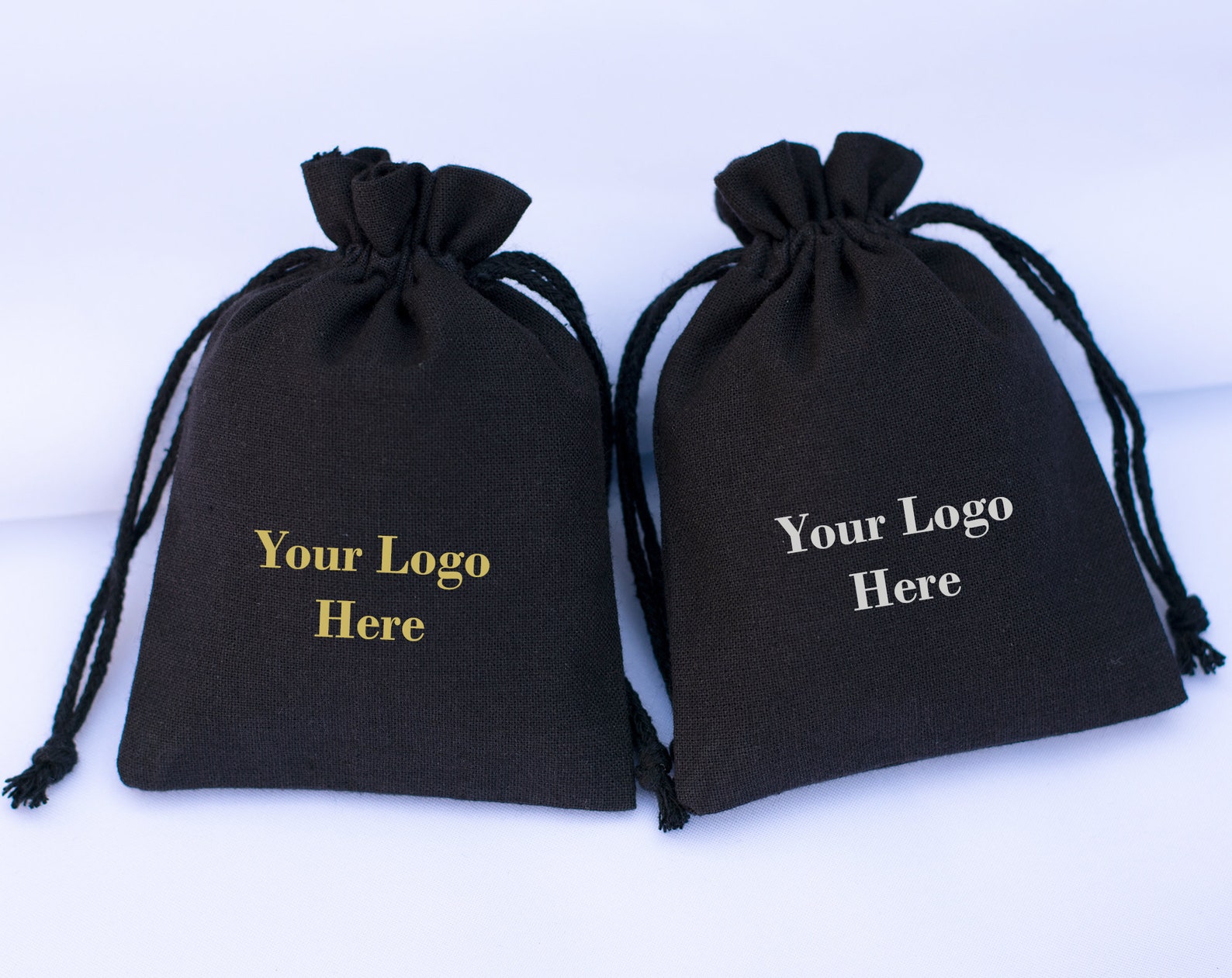 100 Black Drawstring Pouch With Personalized Logo Jewelry | Etsy