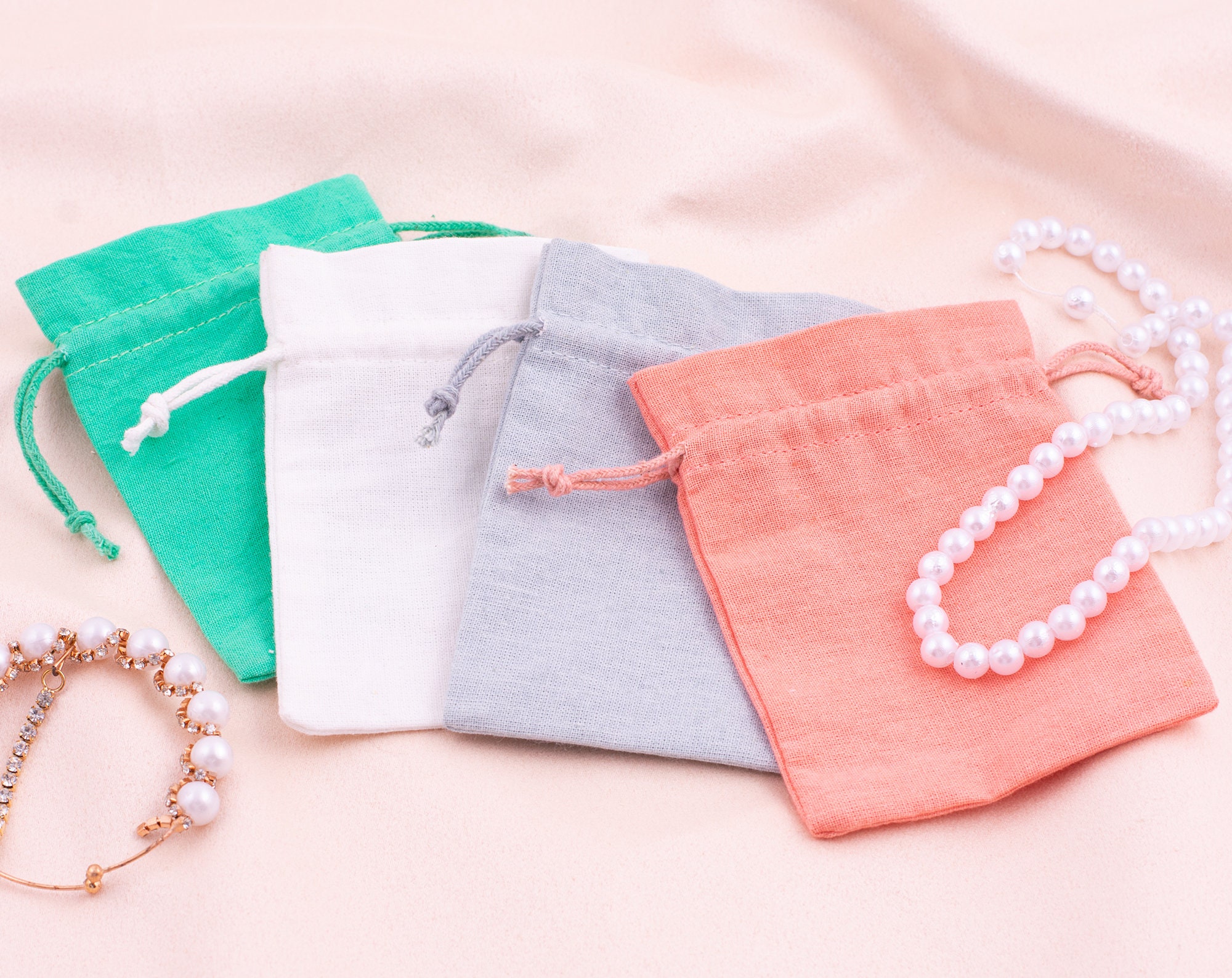 100 Custom Cotton Drawstring Bag Jewelry Package Wedding Favor - Etsy