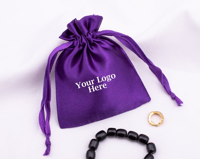 Set of 5 Personalized Satin Bags for Gift Jewelry, 7.5 X 8 Wedding ...