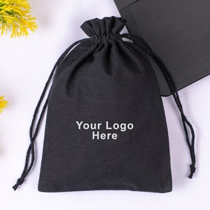 100 Plain Black Cotton Drawstring Bags Jewelry Packaging Pouch, Custom ...