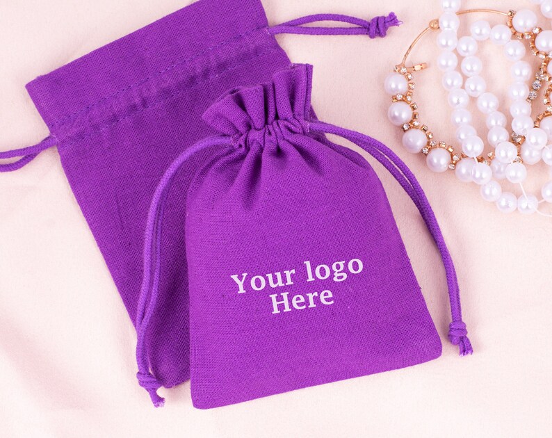 100 Purple Custom Drawstring Bags, Jewelry Gift Packaging Pouch ...