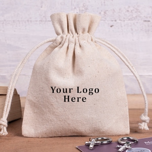 100 Organic Cotton Drawstring Bag, Personalized Jewelry Packaging Pouch ...