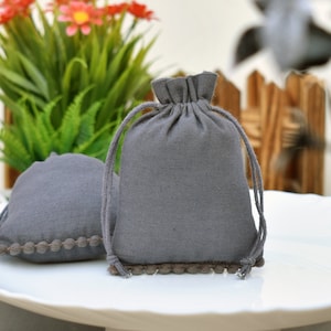 100 Gray Drawstring Pouch Small Jewelry Packaging Pouch Bags ...