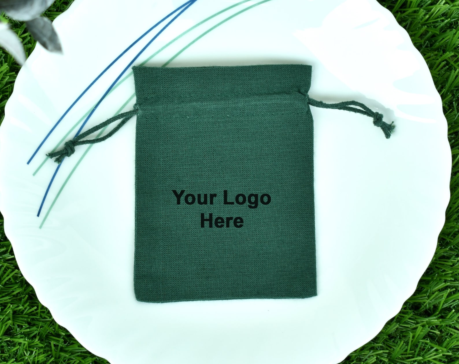100 Personalized Green Color Pouch With Drawstring for Jewelry ...
