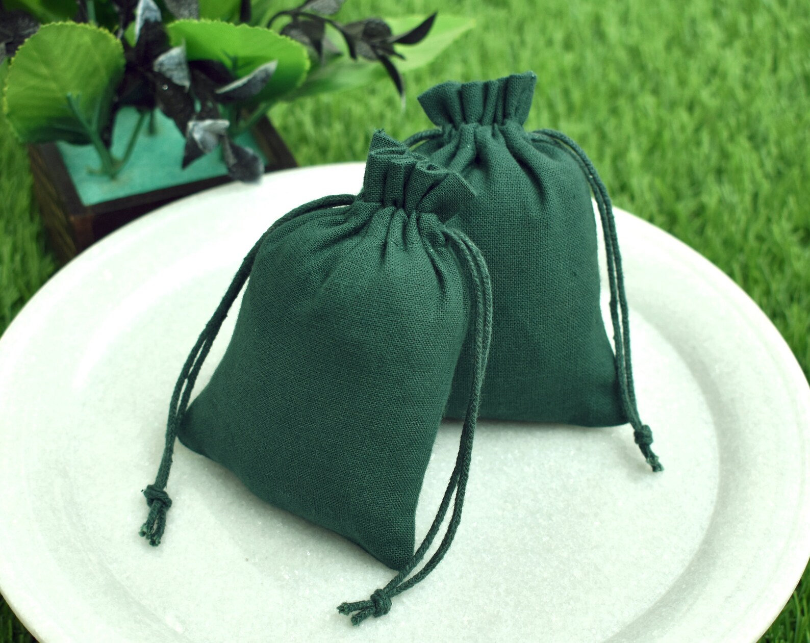 100 Personalized Green Color Pouch With Drawstring for Jewelry ...