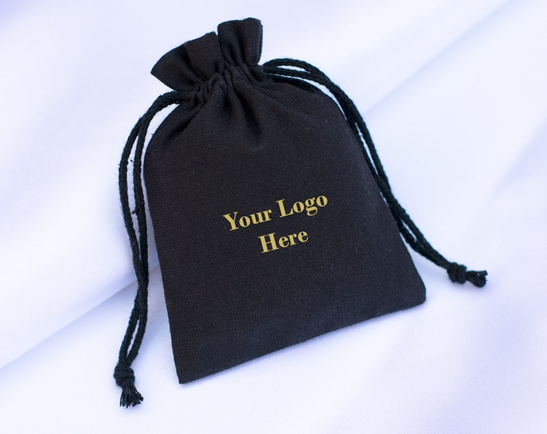 100 Black Drawstring Pouch With Personalized Logo Jewelry | Etsy