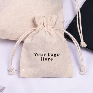 100 Organic Cotton Drawstring Bag, Personalized Jewelry Packaging Pouch ...