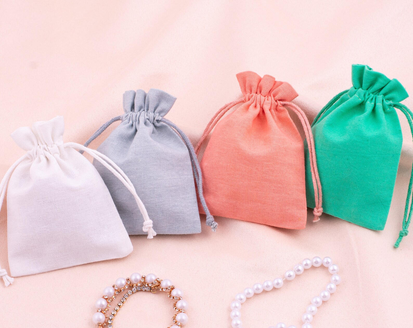 100 Custom Cotton Drawstring Bag Jewelry Package Wedding Favor - Etsy