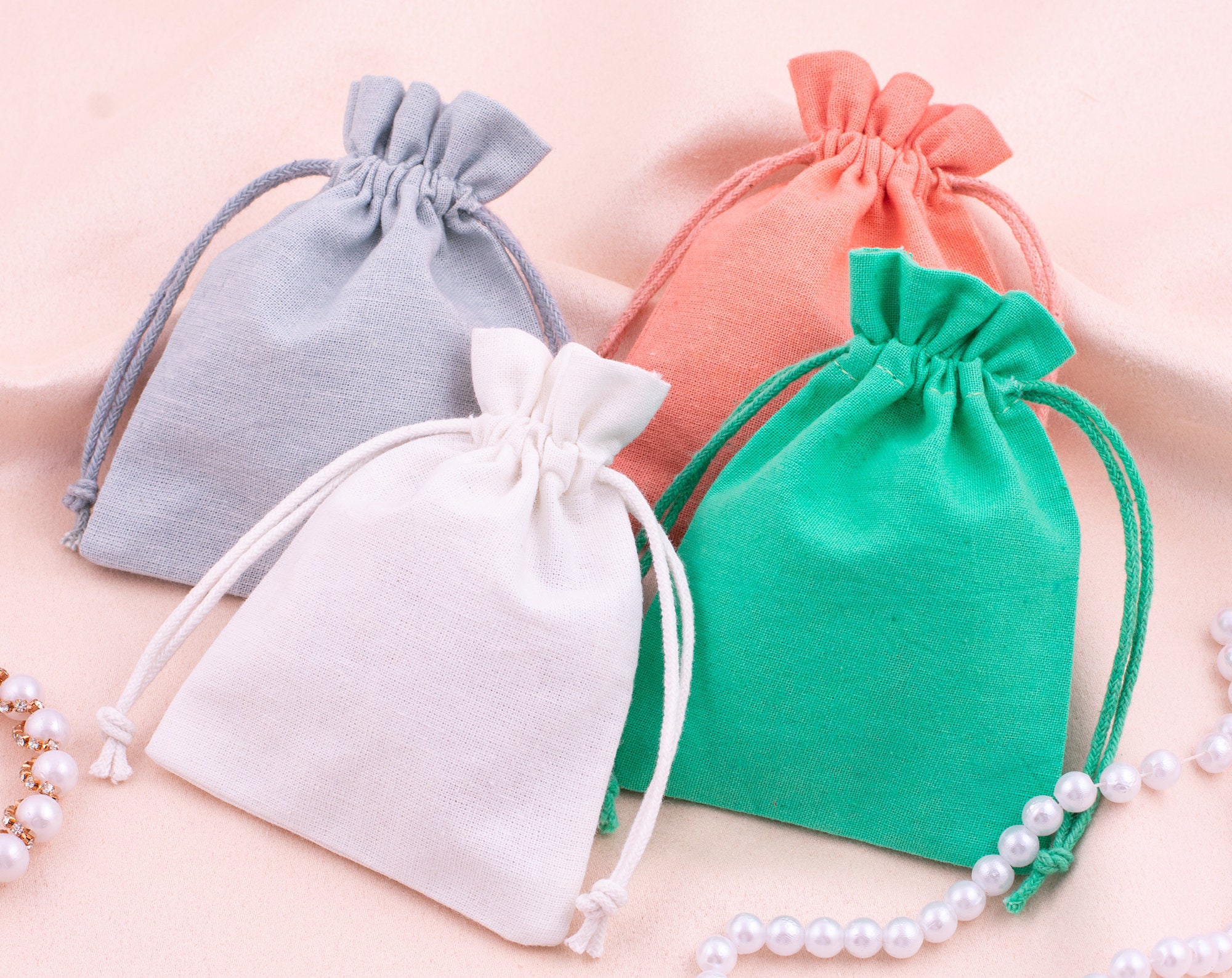 100 Custom Cotton Drawstring Bag Jewelry Package Wedding Favor - Etsy