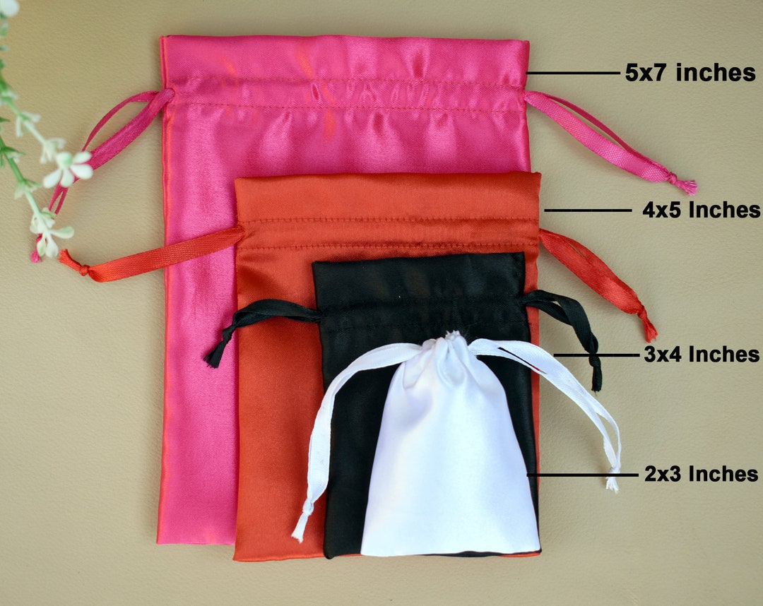 100 Custom Satin Drawstring Bag, Jewelry Package With Logo Drawstring ...