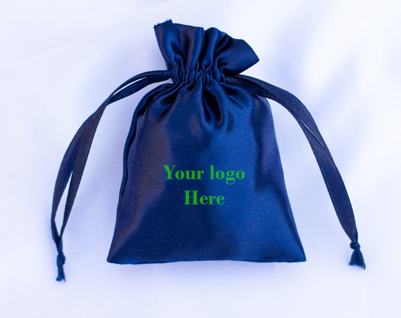 100 Custom Satin Drawstring Bag Blue Satin Bag With Logo - Etsy