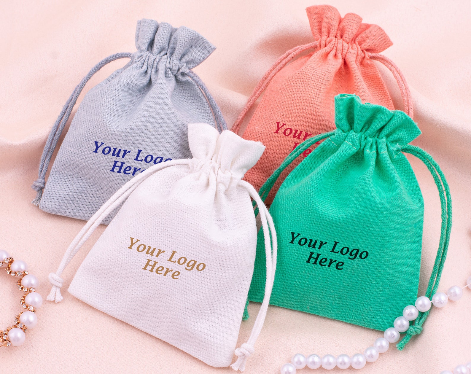 100 Custom Cotton Drawstring Bag Jewelry Package Wedding Favor - Etsy