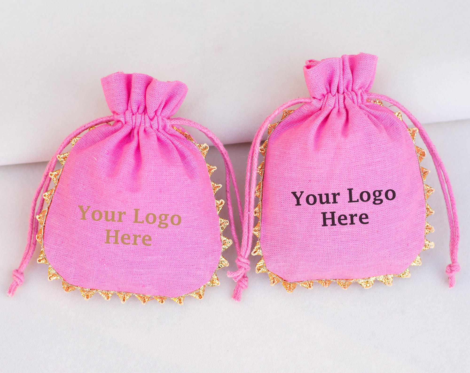 100 Pink Personalized Brand Logo Drawstring Pouch Custom - Etsy