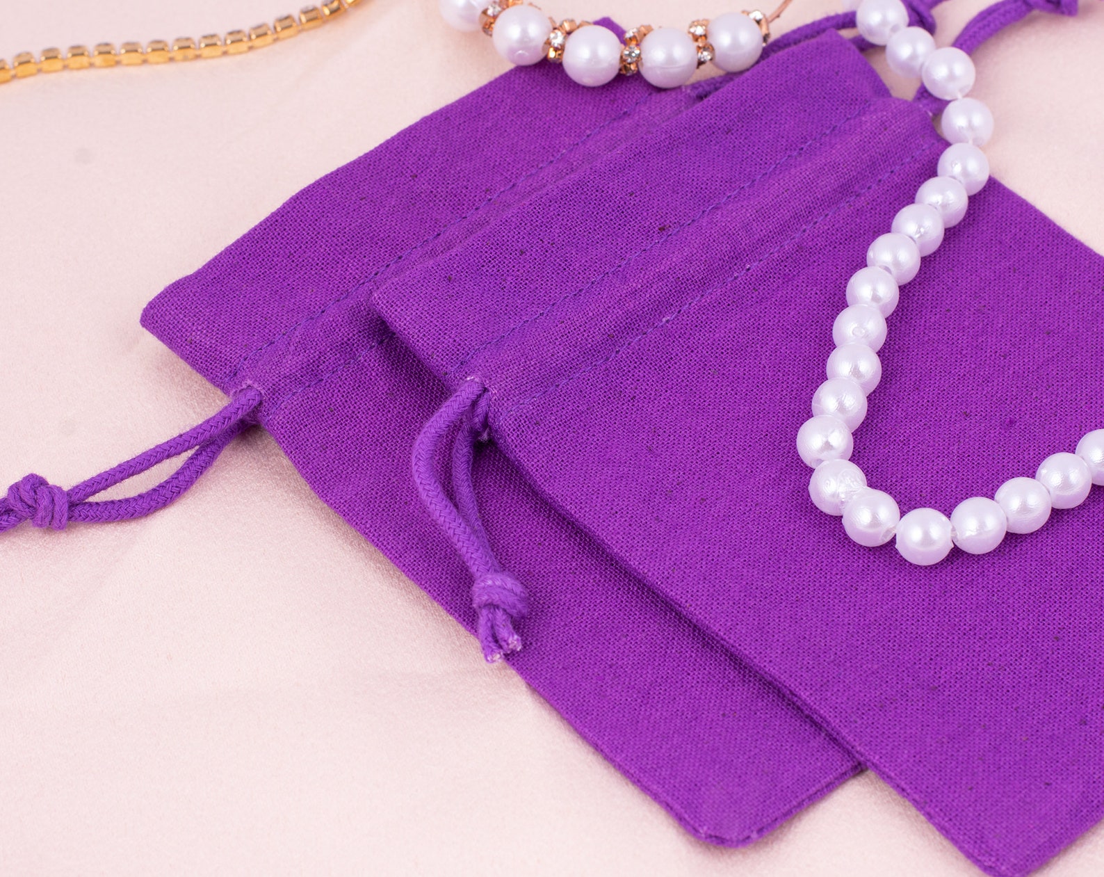 100 Purple Custom Drawstring Bags, Jewelry Gift Packaging Pouch ...