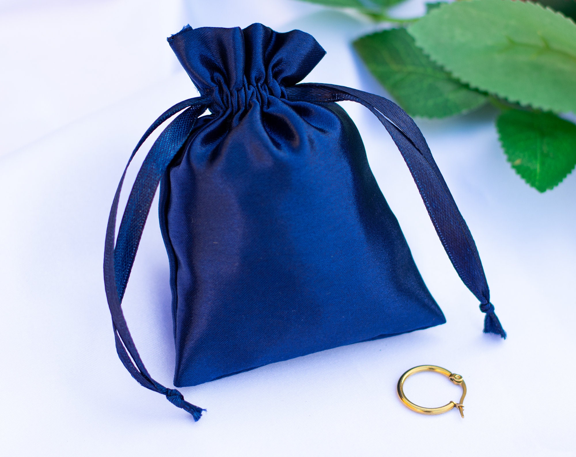 100 Custom Satin Drawstring Bag Blue Satin Bag With Logo - Etsy