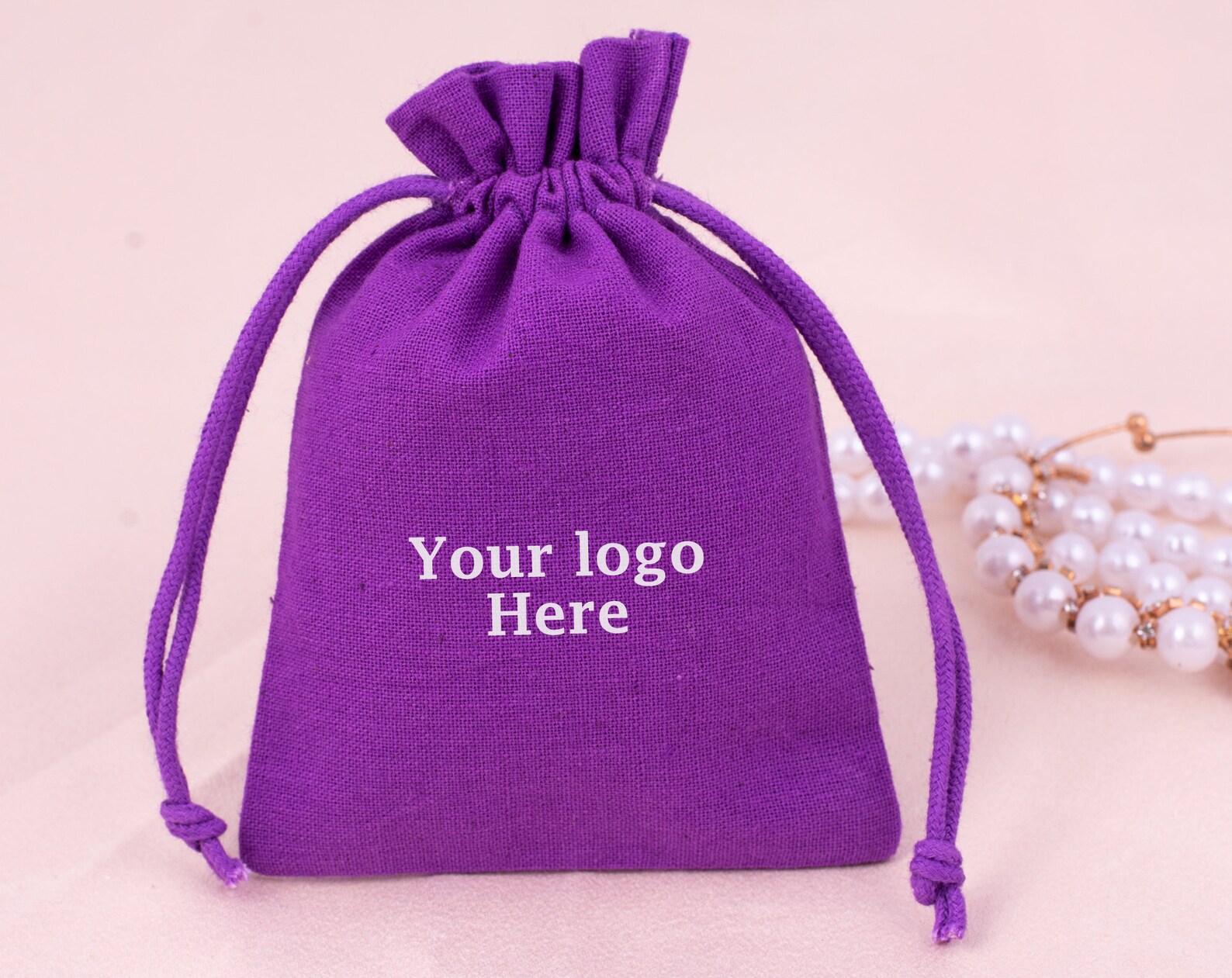 100 Purple Custom Drawstring Bags, Jewelry Gift Packaging Pouch ...