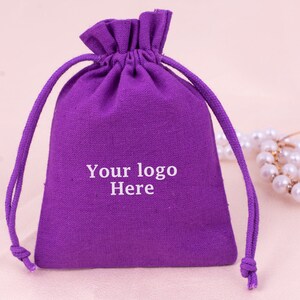 100 Purple Custom Drawstring Bags, Jewelry Gift Packaging Pouch ...