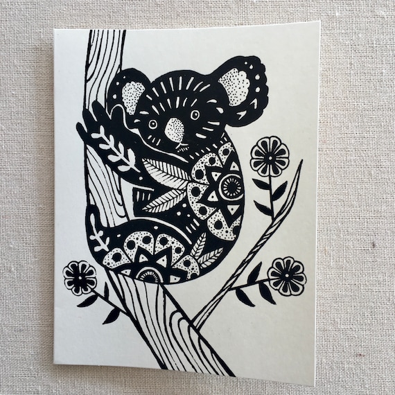 Koala Bear Card any occasion screen printed greeting card | Etsy