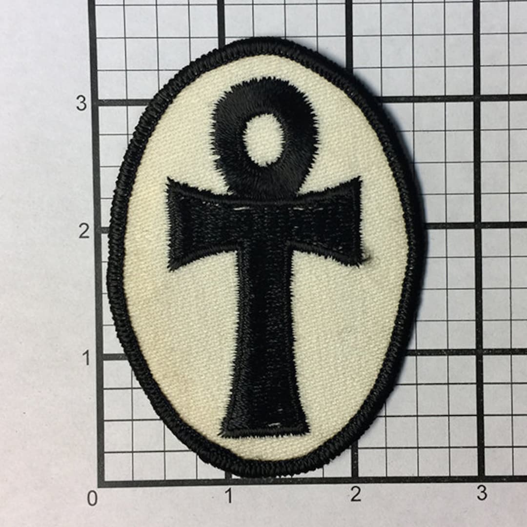 Vintage 1970s Ankh Patch: Black & White Embroidered Applique - Etsy